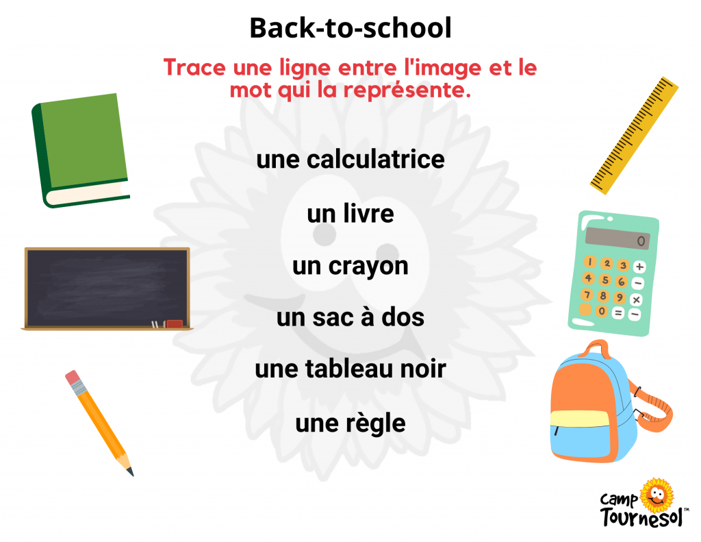 French Vocabulary for Back-to-School